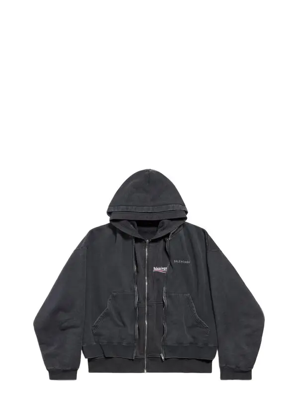 Balenciaga Layered Zip-up Hoodie - Black