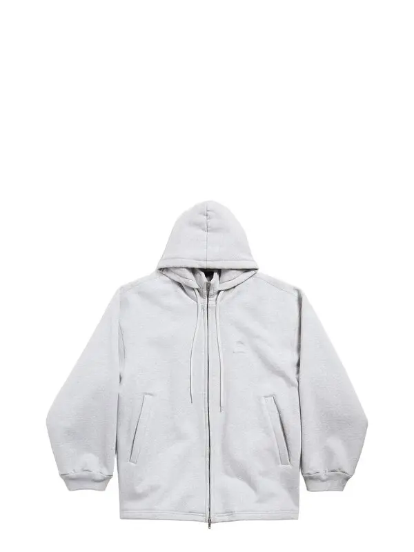 Balenciaga Lion Embroidered Zip-up Hoodie - Grey
