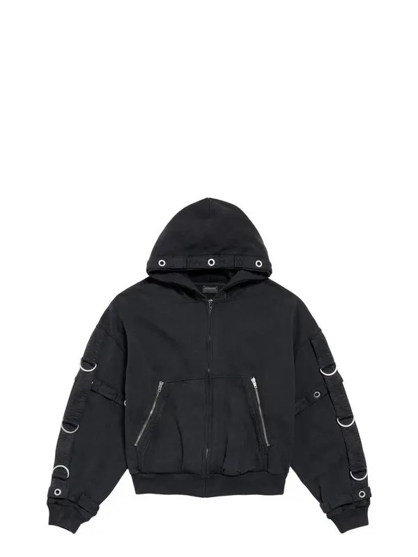 Balenciaga D-ring Cargo Zip-up Hoodie - Black