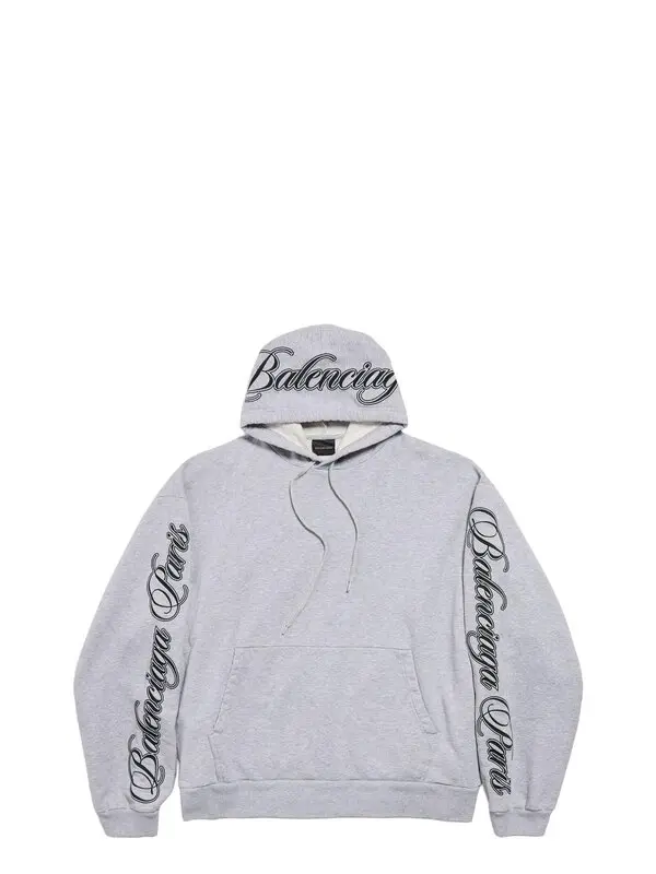 Balenciaga Cursive Oversized Hoodie - Grey