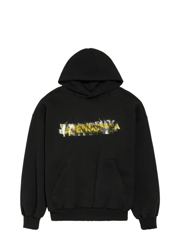 Balenciaga Messy Spray Medium Fit Hoodie - Black