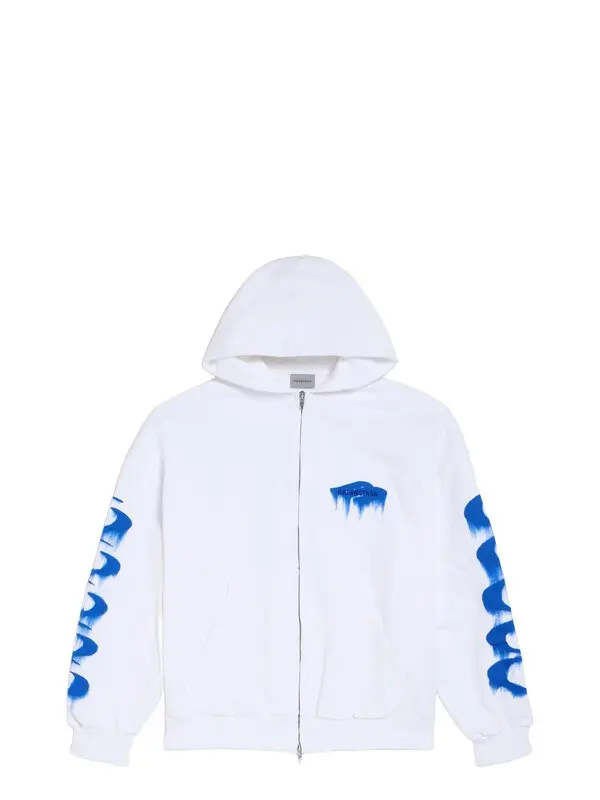Balenciaga Wet Brush Regular Fit Zip-up Hoodie - White