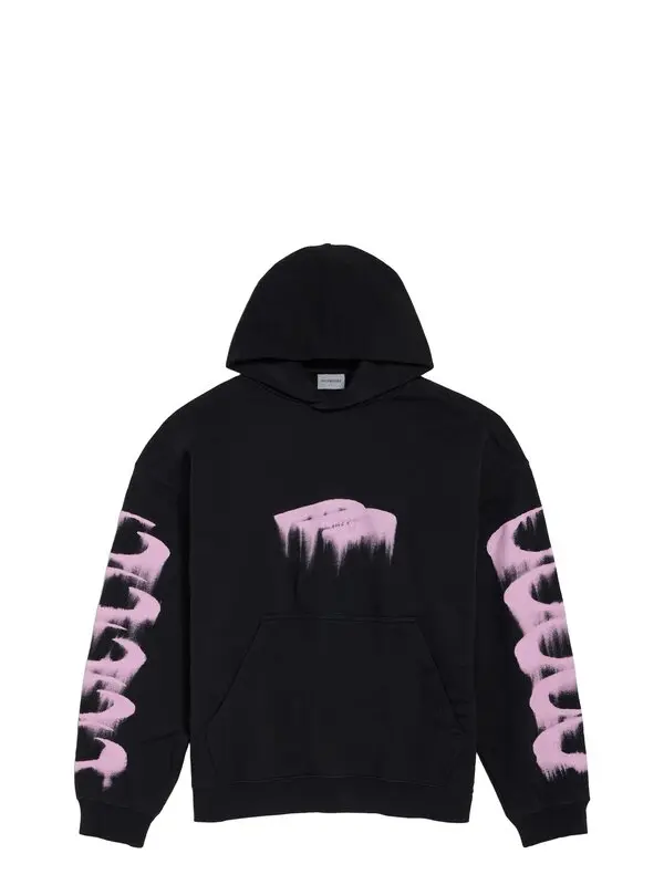 Balenciaga Medium Fit Hoodie With Graphic Print - Black