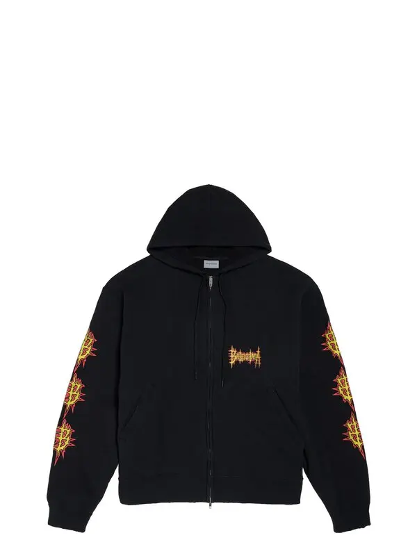Balenciaga Sacré Cœur Oversized Zip-up Hoodie - Black