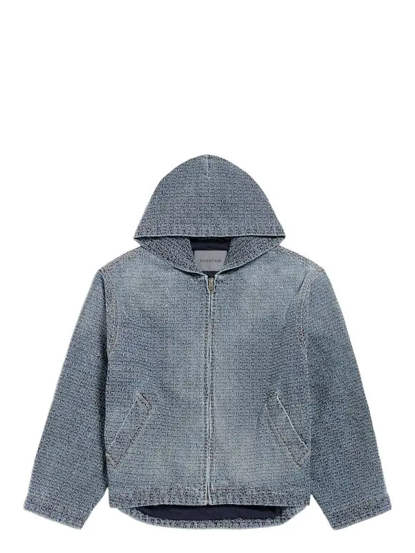 Balenciaga Denim Stitch Hooded Jacket - Blue