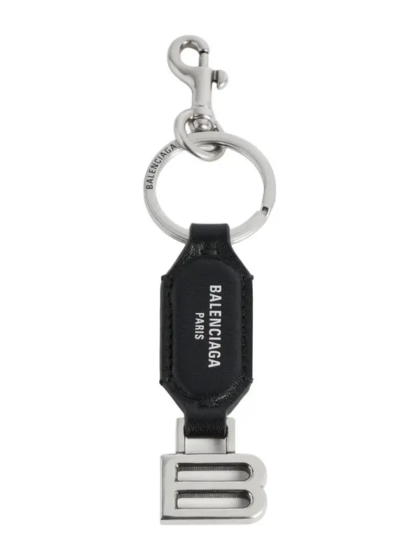 Balenciaga Bolero Tab Keychain With "b" Charm - Black