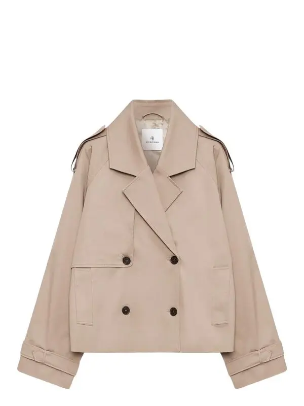 ANINE BING Rickie Cropped Trench - Beige