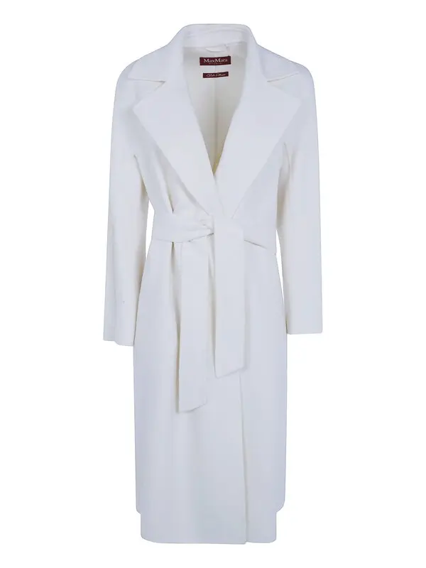 Max Mara Wool Belted Coat - White
