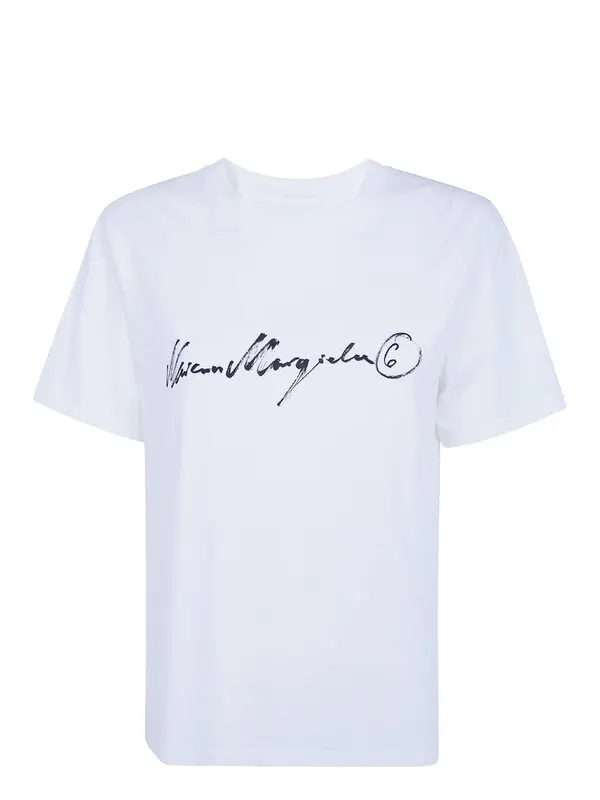 MAISON MARGIELA Cotton T-shirt With Logo Print - White