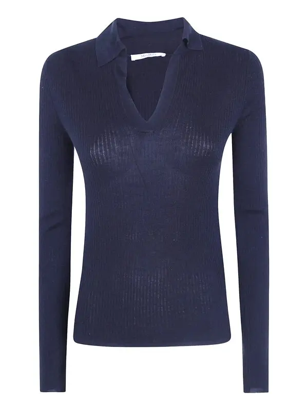Max Mara Ribbed Knit Polo Shirt - Black