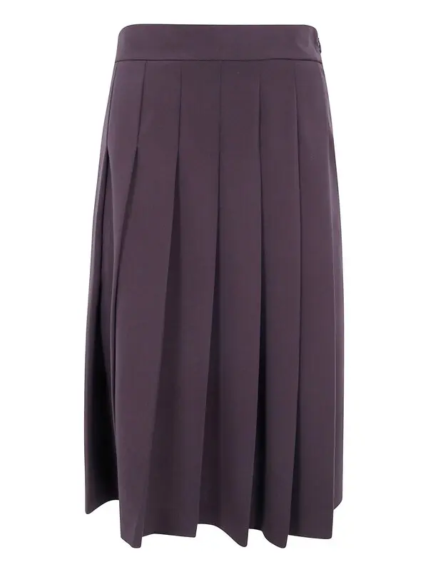 DRHOPE Pleated Midi Skirt - Brown