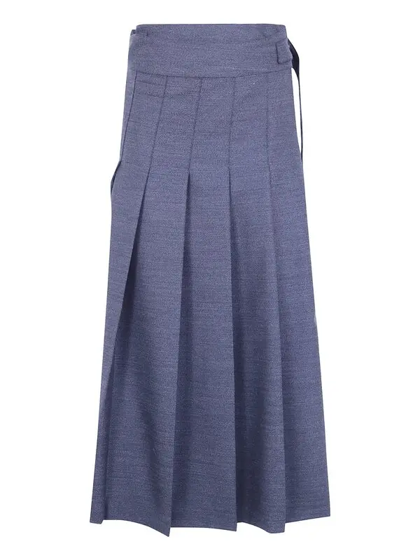 RÓHE Pleated Wrap Skirt In Melange Wool - Gray