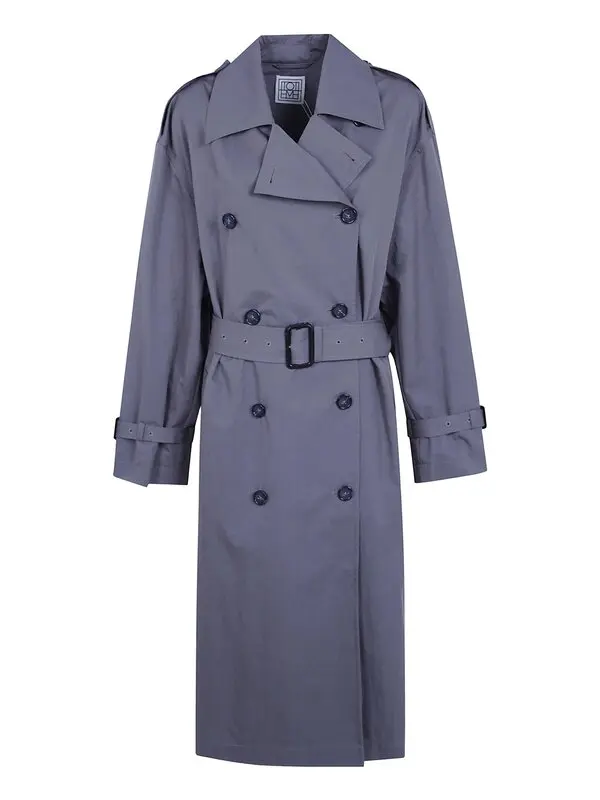 TOTEME Double-breasted Cotton Polyamide Trench Coat - Gray
