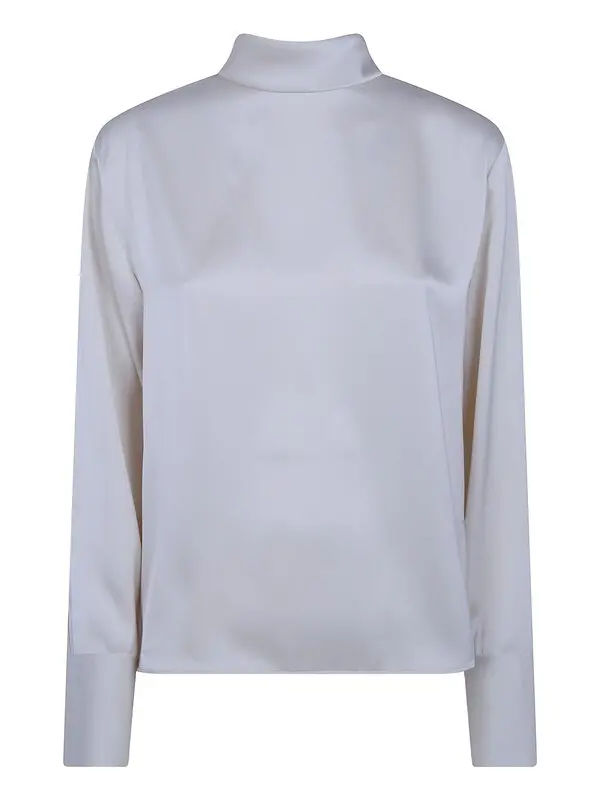 DRHOPE Ribbon Silky" High Neck Shirt - Beige