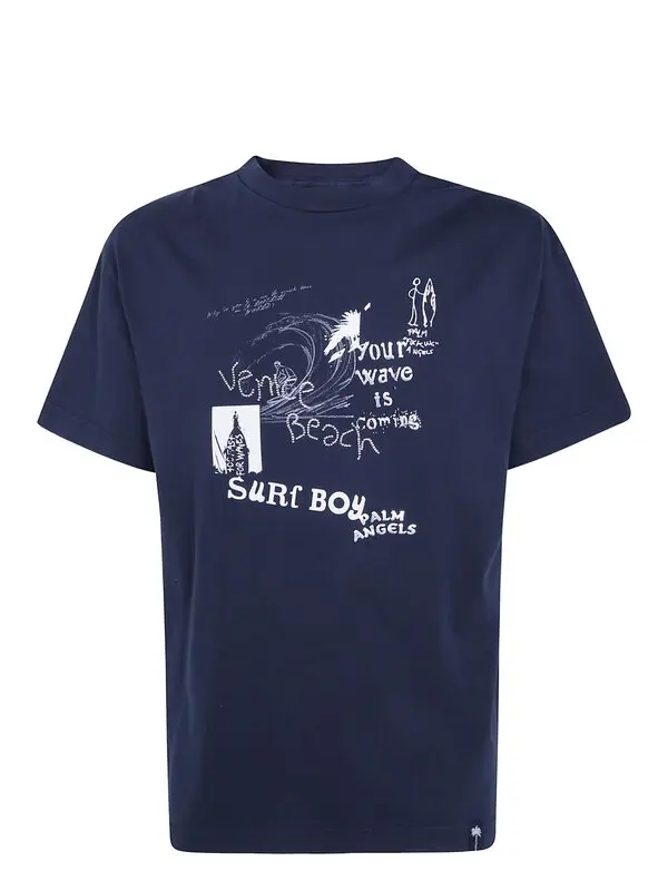 Palm Angels T-shirt Regular Fit "surf Boy - Gray