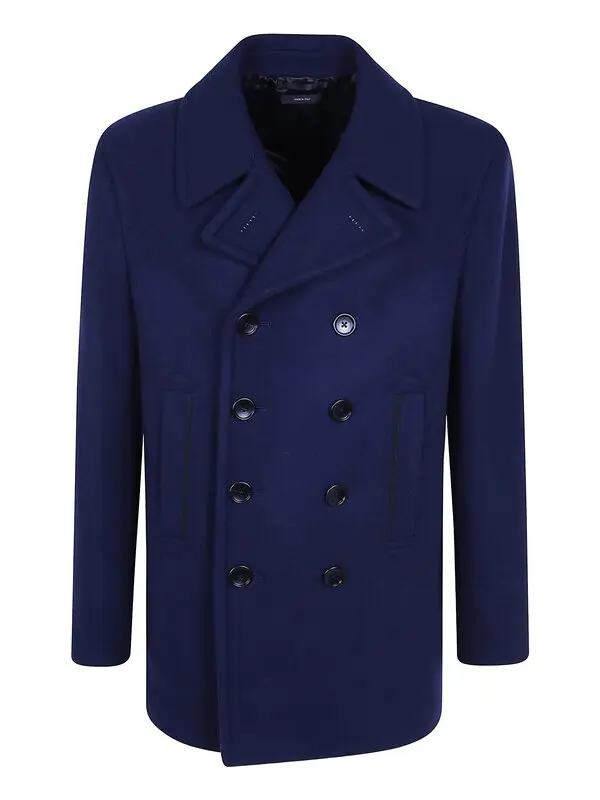 TOM FORD Soft Felt Peacoat - Blue