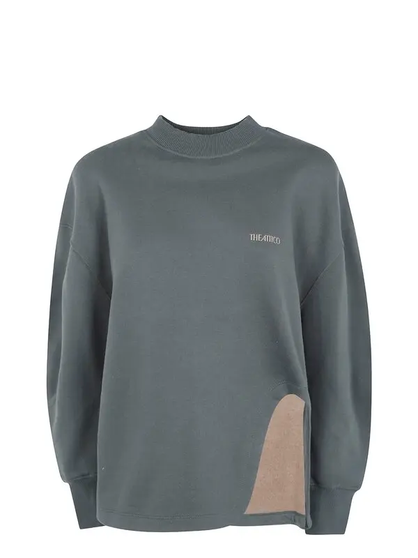 Attico Crewneck Sweatshirt With Side Detail - Green