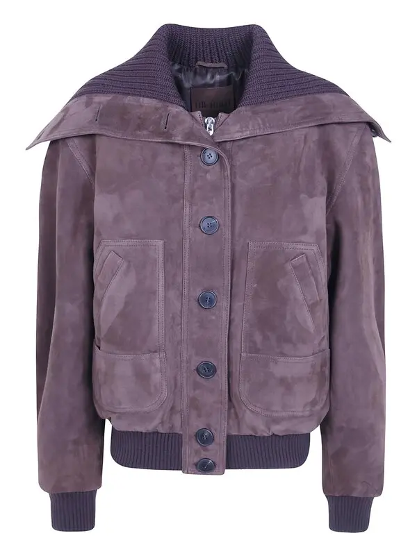 Attico Suede Hooded Bomber Jacket - Brown