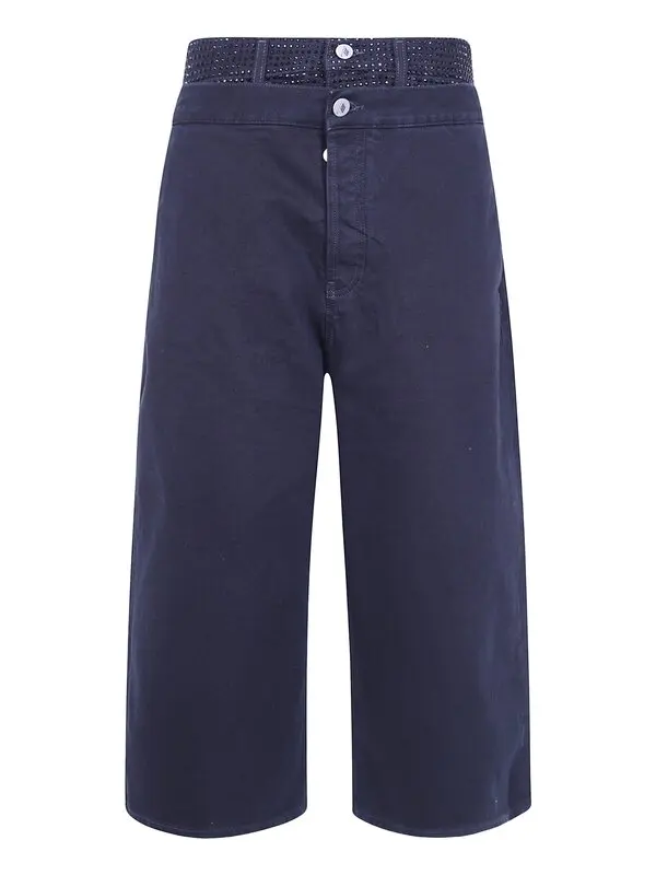 Attico Thermostrass "washed Denim" Wide-leg Trousers - Black