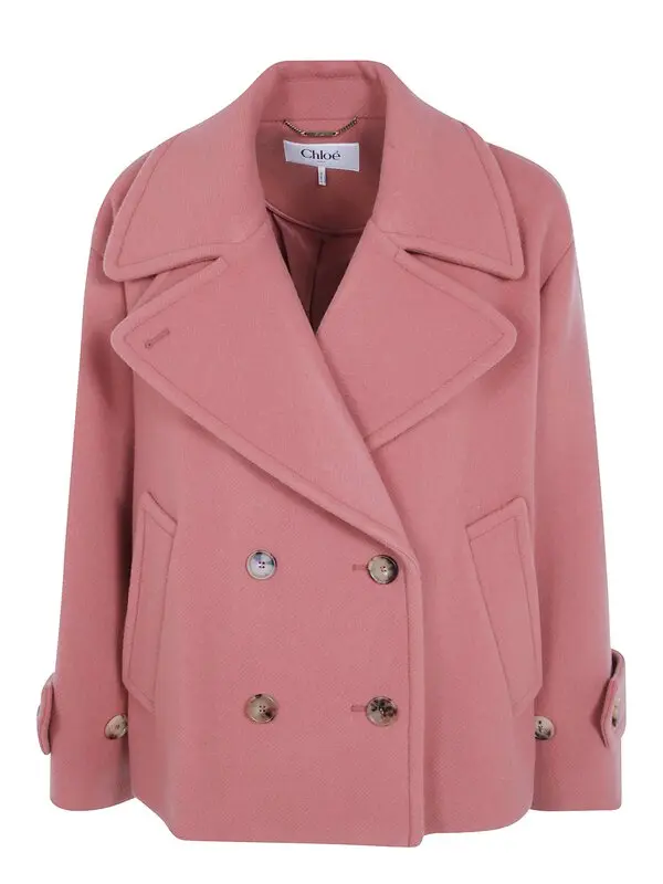 Chloé Wool Blend Military Coat - Pink