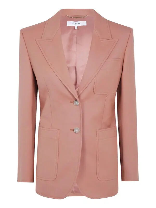 Chloé Long Wool Blazer - Red