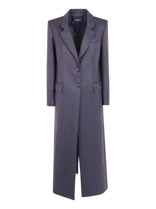 DRHOPE Single Breasted Long Coat - Brown
