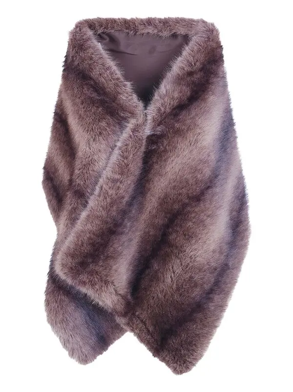 DRHOPE Fur Cape Stole - Brown