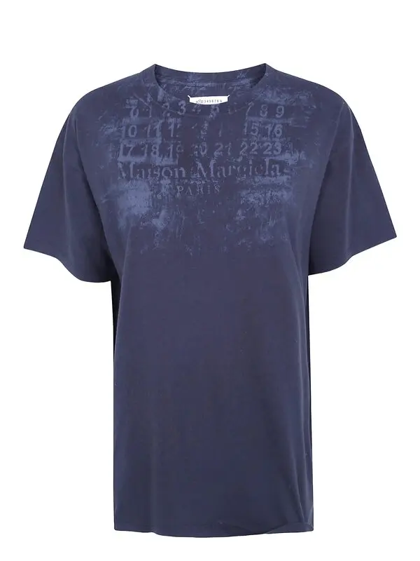 MAISON MARGIELA Cotton T-shirt With "numbers" Print - Gray