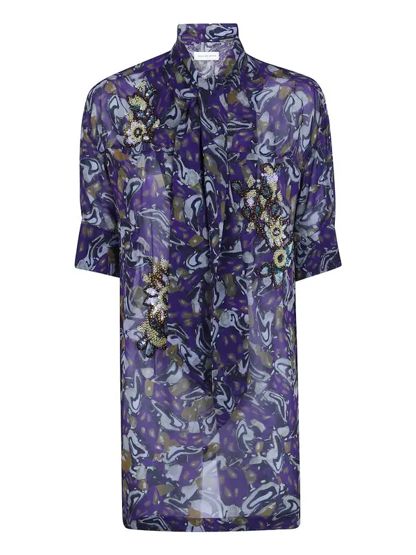 Dries Van Noten Multicolor Printed Viscose Shirt With Embellishment - Multi