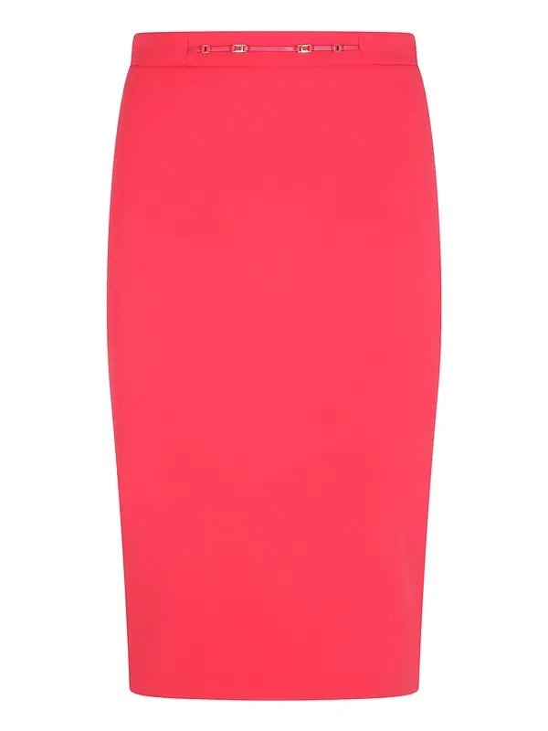 Elisabetta Franchi Midi Skirt With Belt Detail - Red