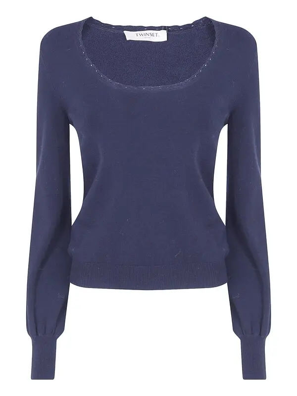 TWINSET 262tp3033" Round Neck Viscose Sweater - Black