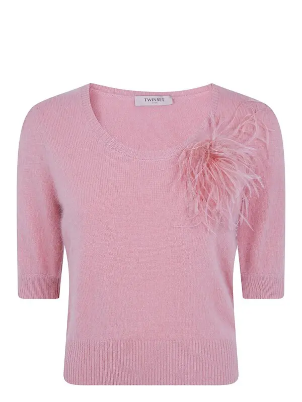 TWINSET Sweater With Feather Detail - Pink