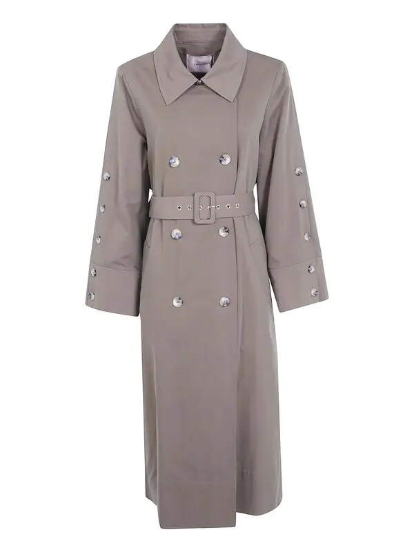 TWINSET Cotton Lyocell Blend Trench Coat - Green
