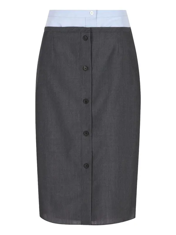 Prada Midi Skirt With Button Detailing - Grey