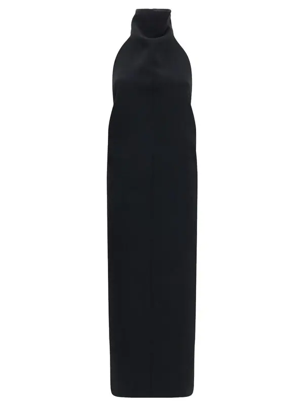 Khaite Roxanne High Collar Dress - Black