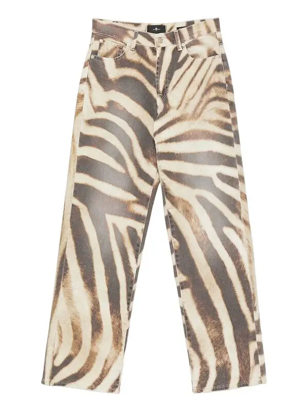 7 For All Mankind Stovepipe Straight Jeans With Animal Print - Multi