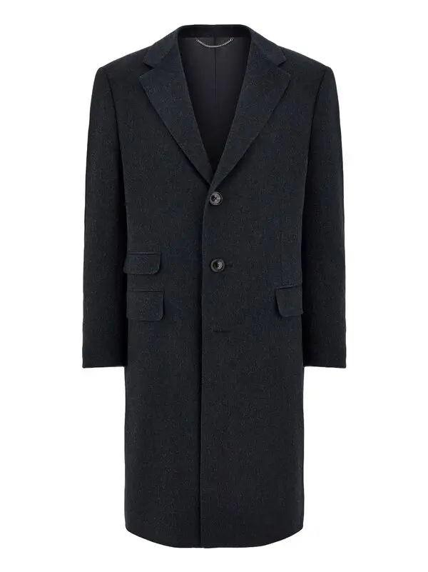 Canali Dark Cashmere Single-breasted Overcoat - Green