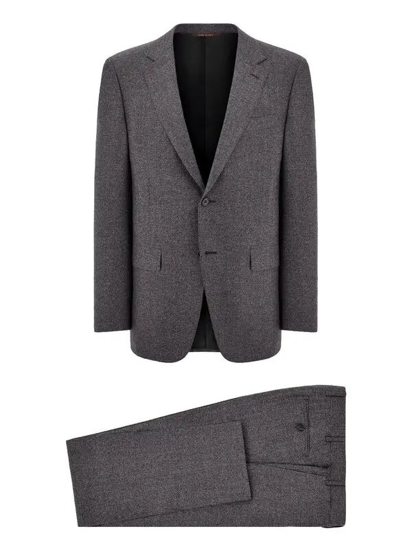 Canali Anthracite Pure Wool Herringbone Regular-fit Suit - Grey