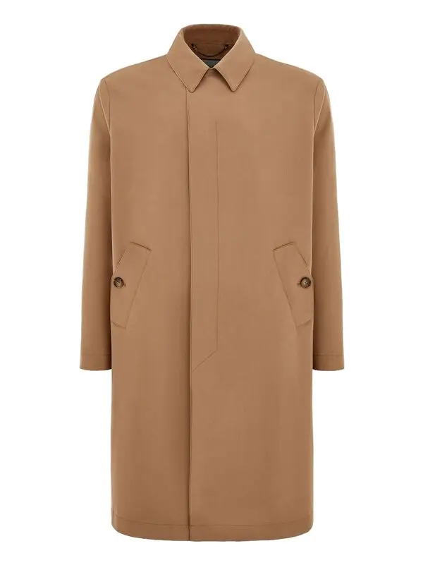 Canali Cotton Blend Mid-length Raincoat - Brown