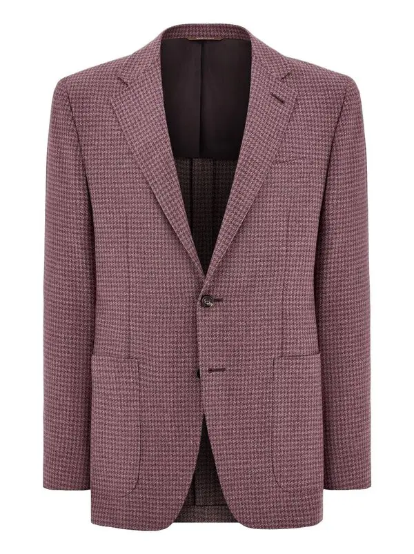 Canali Single-breasted Houndstooth Kei Jacket - Purple