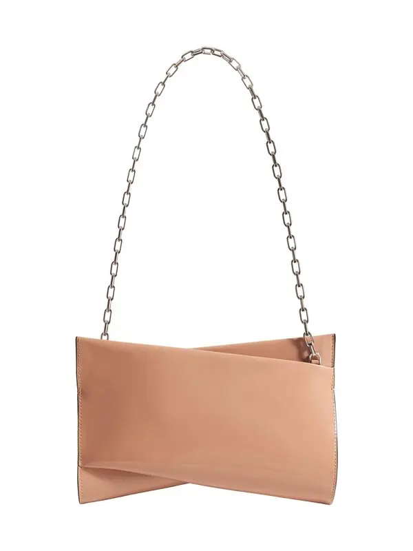 CHRISTIAN LOUBOUTIN Loubitwist Patent Leather Clutch Bag - Nude