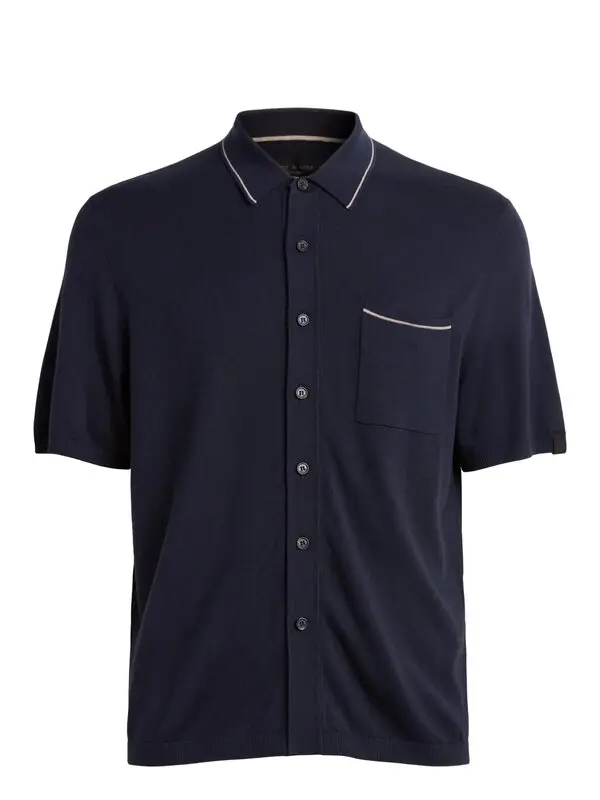Rag & Bone Silk-cotton Short-sleeve Conrad Shirt - Navy