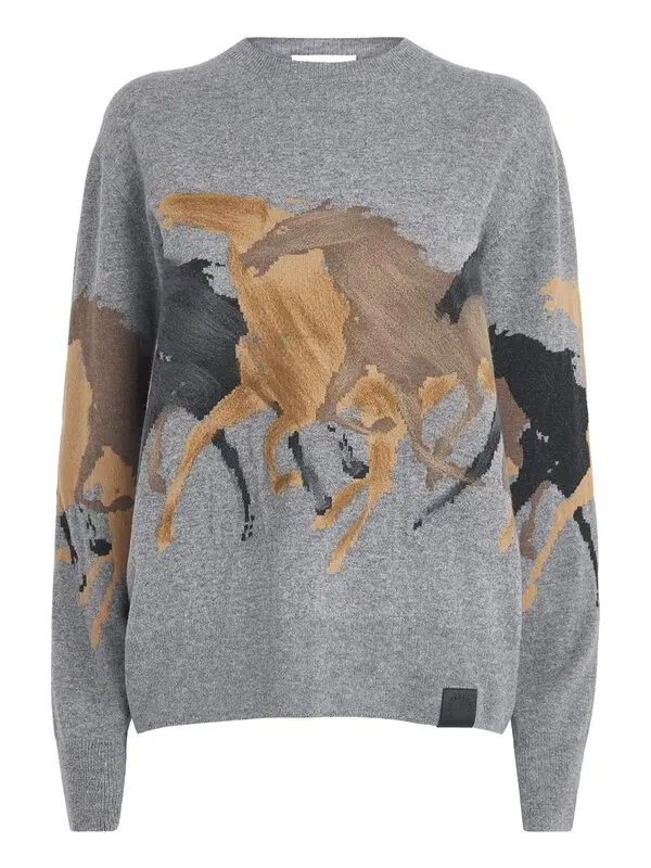 Stella McCartney Wool Horse Jacquard Sweater - Grey