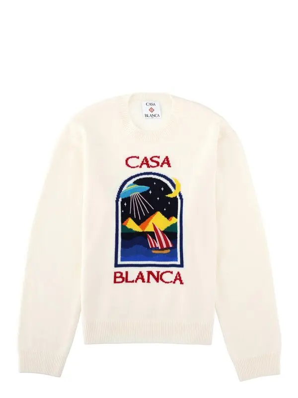 Casablanca Maglia Con Logo E Grafica - White