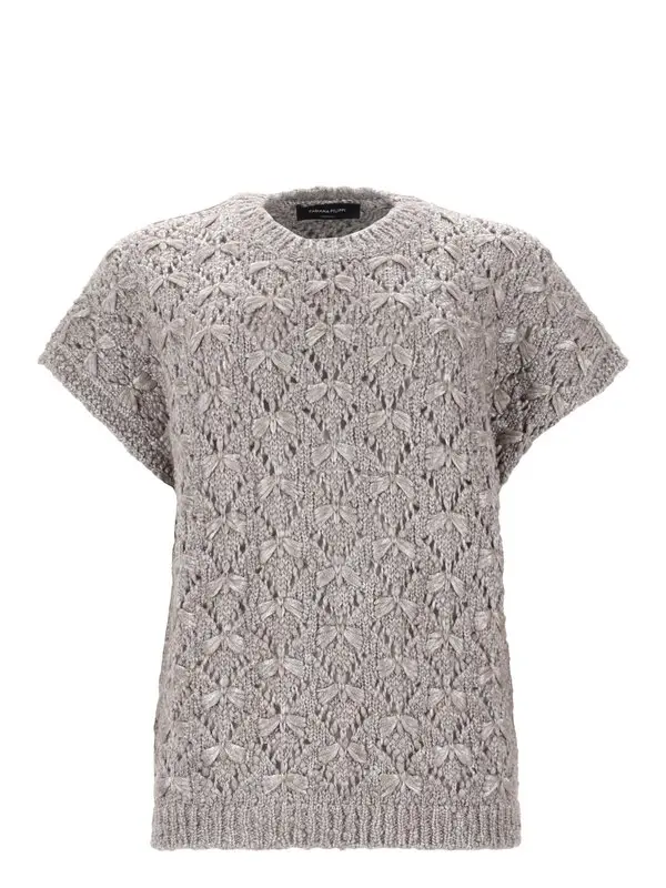 Fabiana Filippi Cotton Macrame Knit Top - Dove