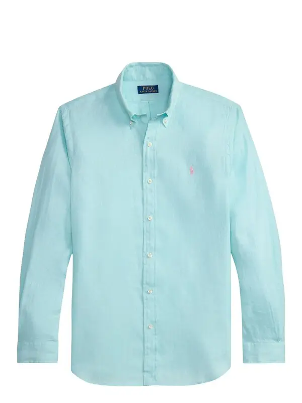Ralph Lauren Linen Button-up Shirt For Perfect For Every Season - Light Blue