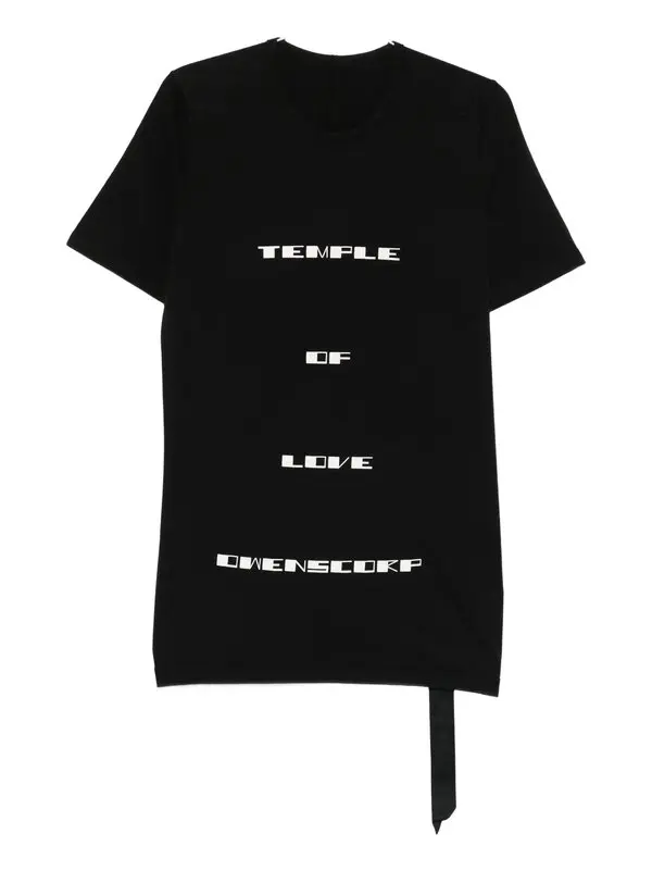Rick Owens Crew Neck T-shirt With Front Print, 100% Cotton - Nero