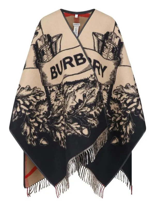 Burberry Printed Wool Cape - Beige