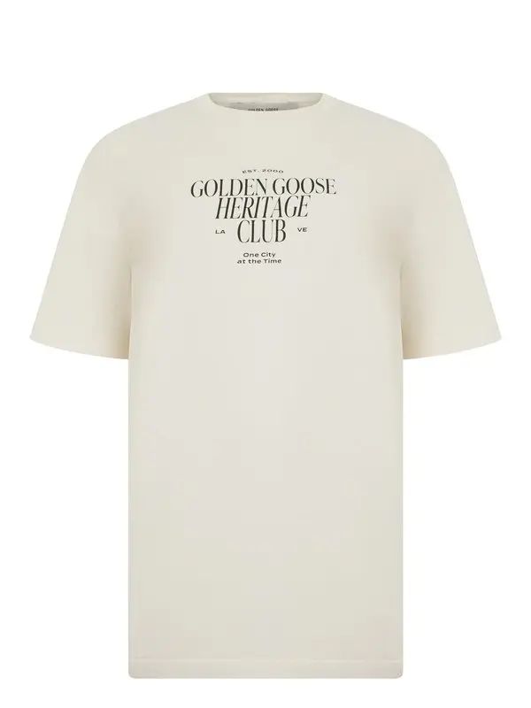 GOLDEN GOOSE Cotton Logo T-shirt - Beige