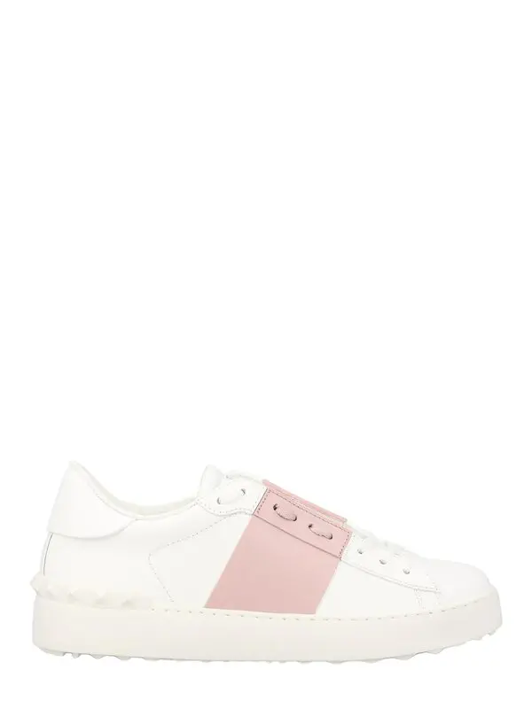 Valentino Garavani Contrast Calfskin Band Lace-up Sneakers - Bianco